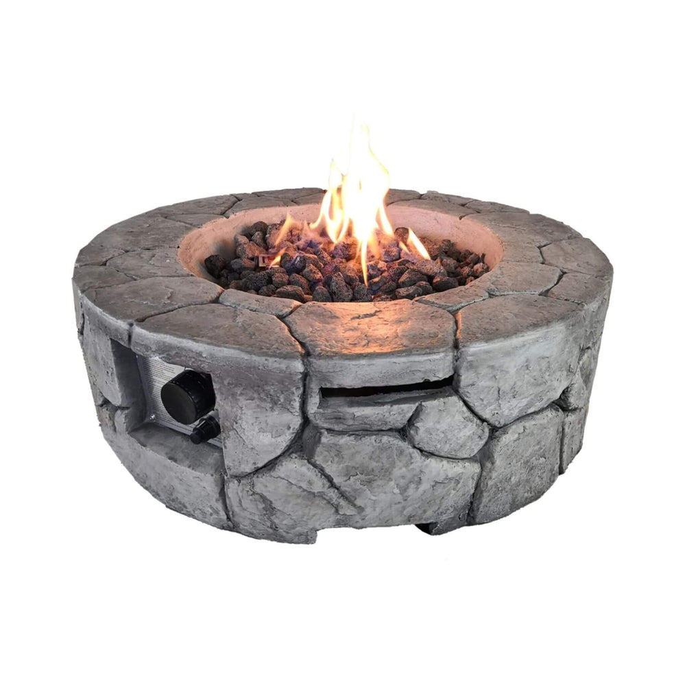 Alora 28-Inch Stone Gray Outdoor Fiber Reinforced Concrete Propane Fir