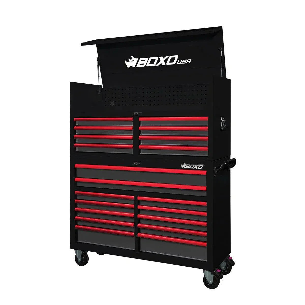 Pro Series | 53" 20-Drawer Rolling Tool Box | Black and Red